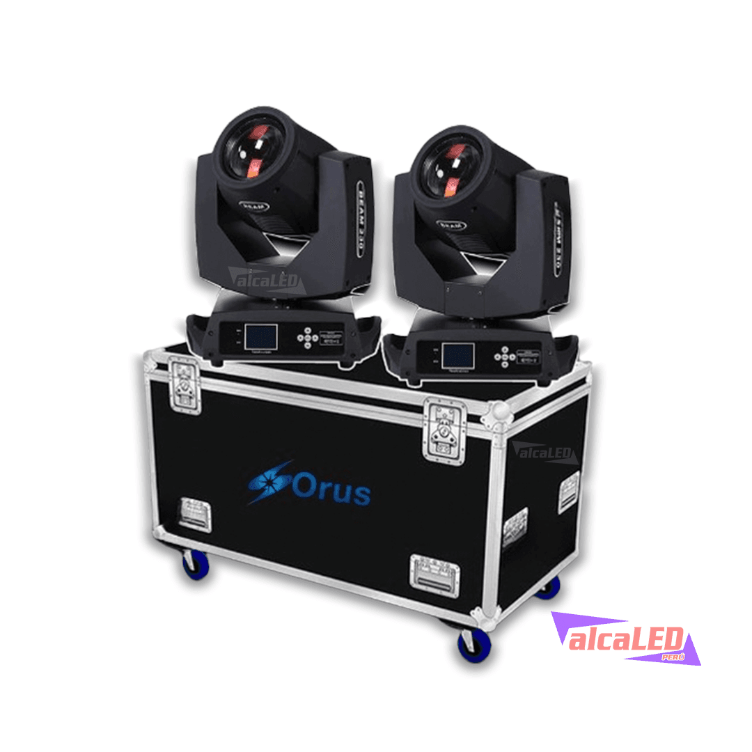 Kit 2 Mini Cabeza Móvil Orus Beam230 + Flightcase - ALCALED PERÚ