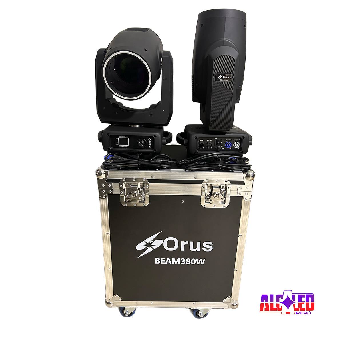 KIT 2 CABEZAS MÓVILES ORUS BEAM 380W + FLIGHTCASE - ALCALED PERÚ