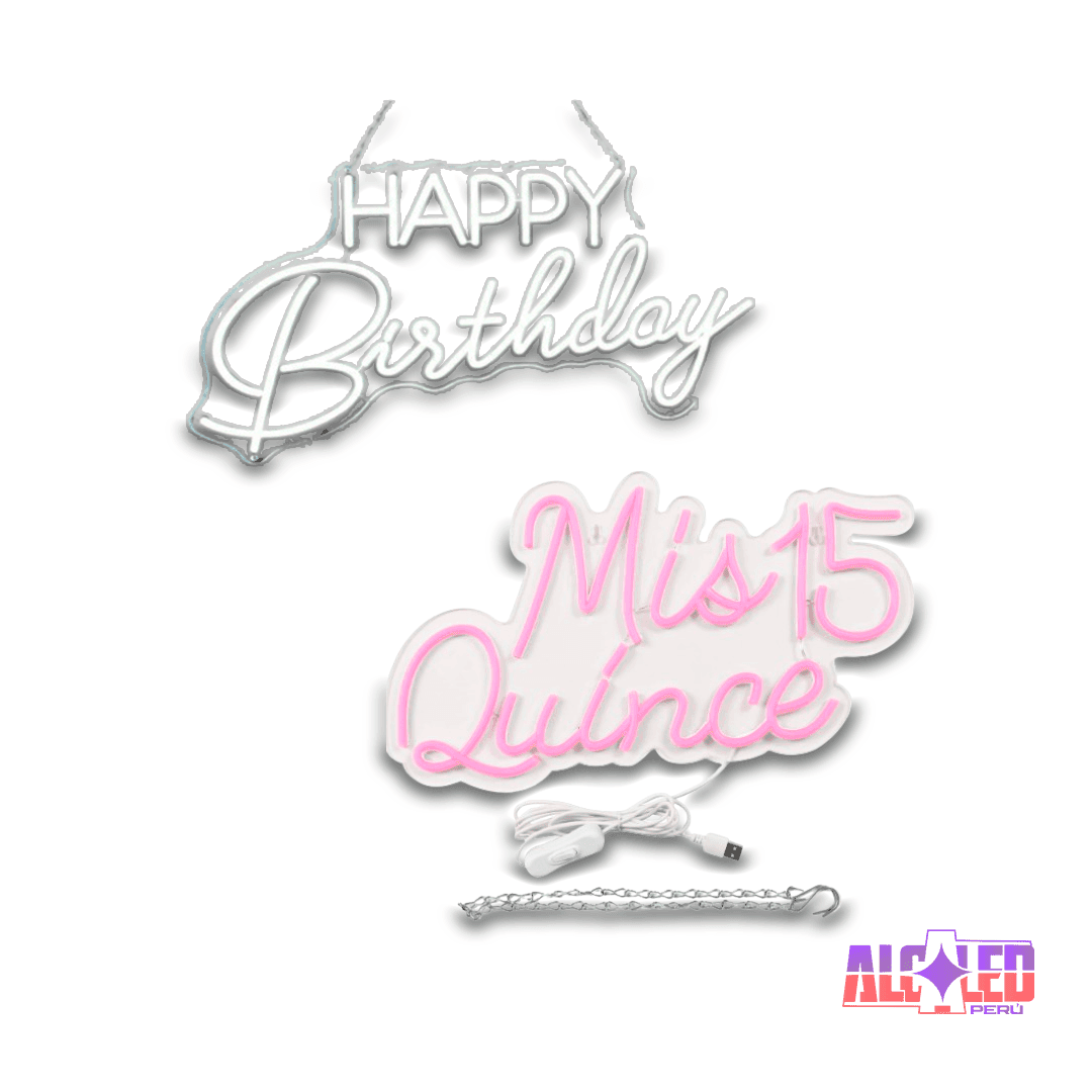LETRERO LUMINOSO HAPPY. MIS 15 AÑOS. ETC. - ALCALED PERÚ